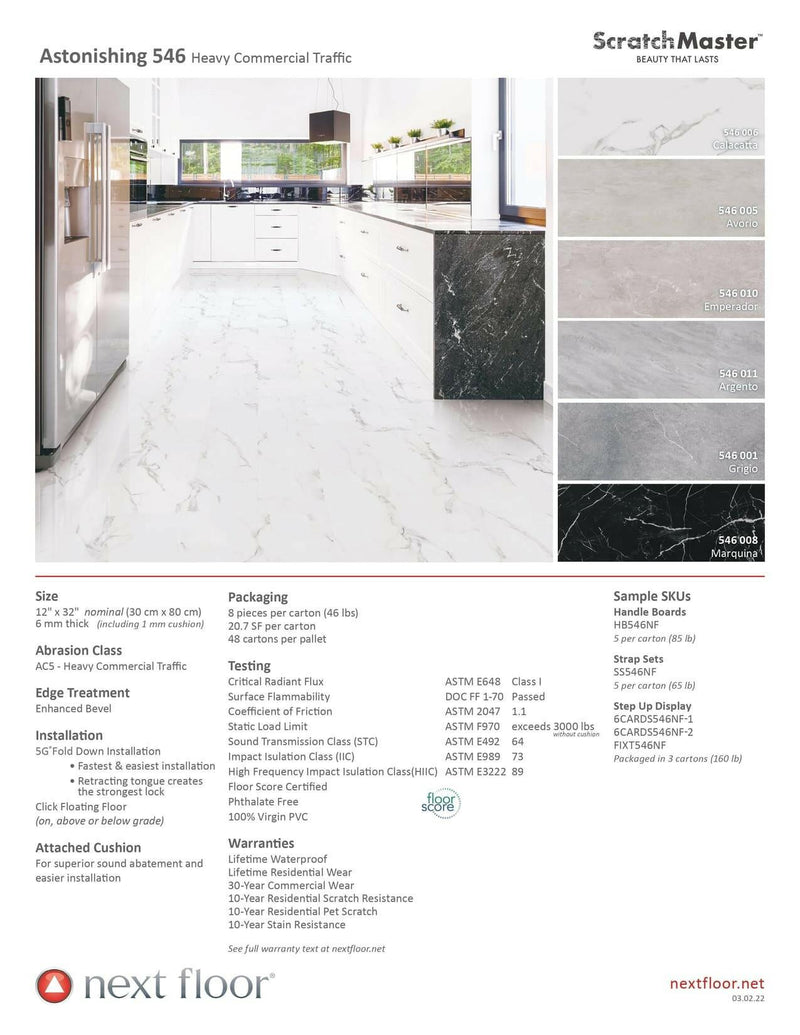 Calacatta 546 006 - Nextfloor Vinyl Tiles 6mm Scratchmaster Astonishing ...